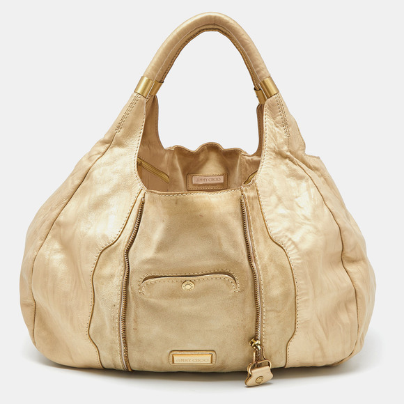 Jimmy Choo | Bags | Jimmy Choo Beigegold Leather And Suede Mandah ...
